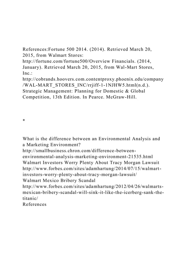 WalmartScanning the External EnvironmentBrenda Catr.docx