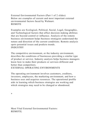 WalmartScanning the External EnvironmentBrenda Catr.docx