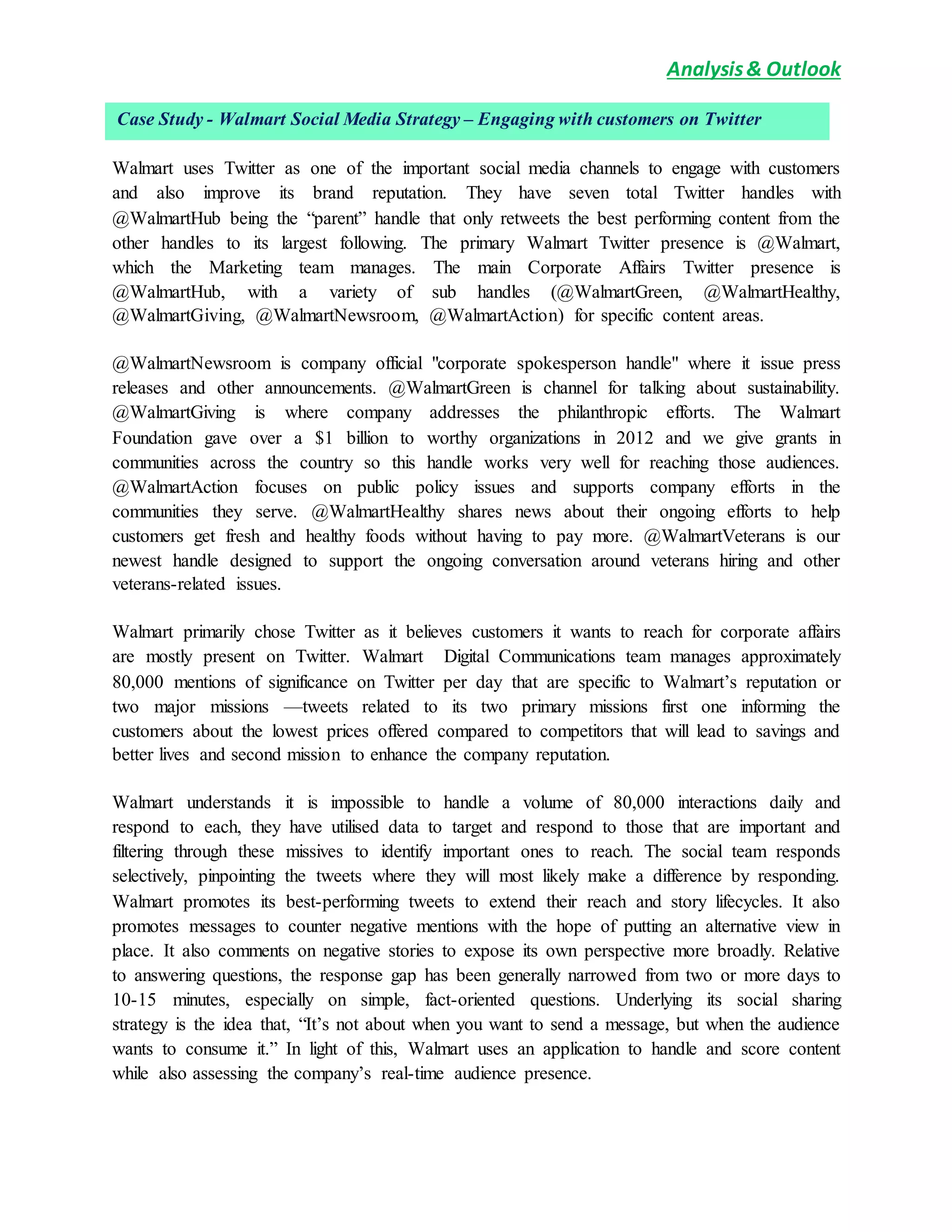 Case Study - Walmart Social Media Strategy – Engaging with customers on ...