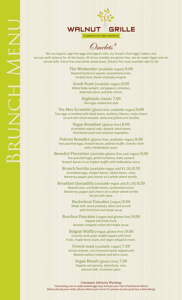 Walnut grille brunch menu | PDF