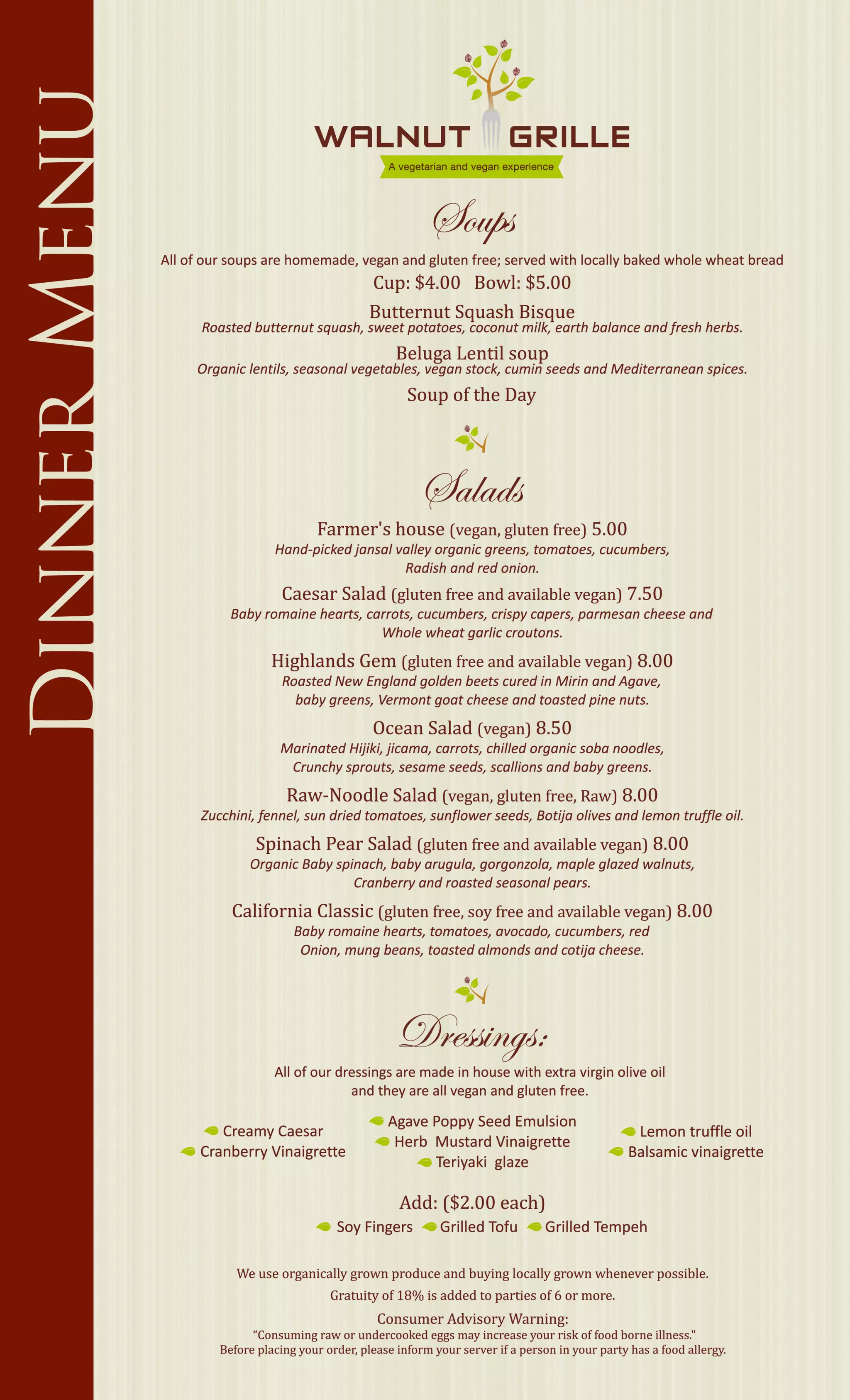 Walnut grille dinner menu | PDF