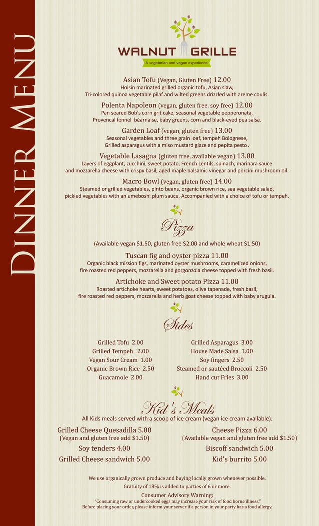 Walnut grille dinner menu | PDF