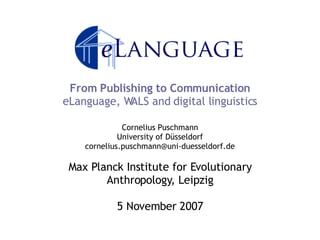 WALS and eLanguage (Leipzig) | PPT