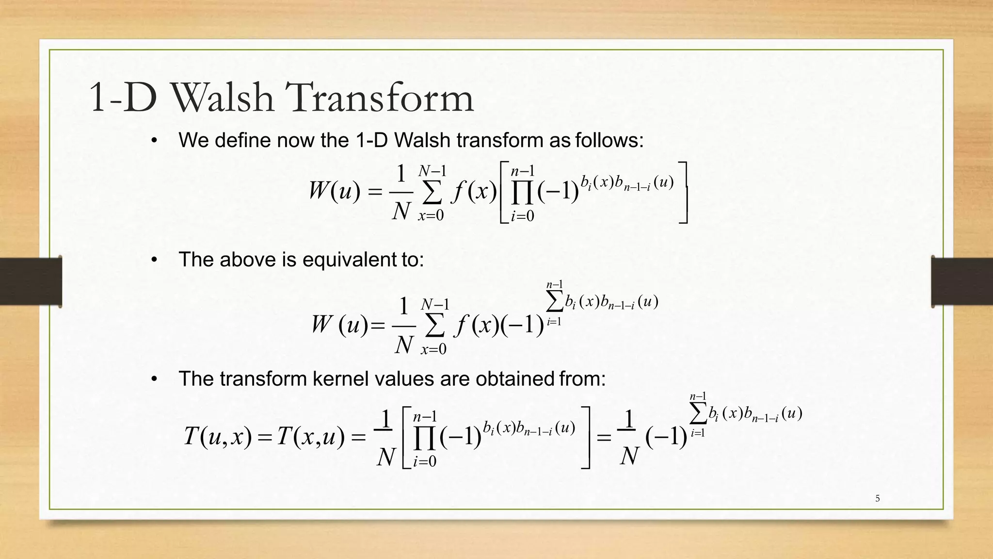 Walsh transform | PPTX