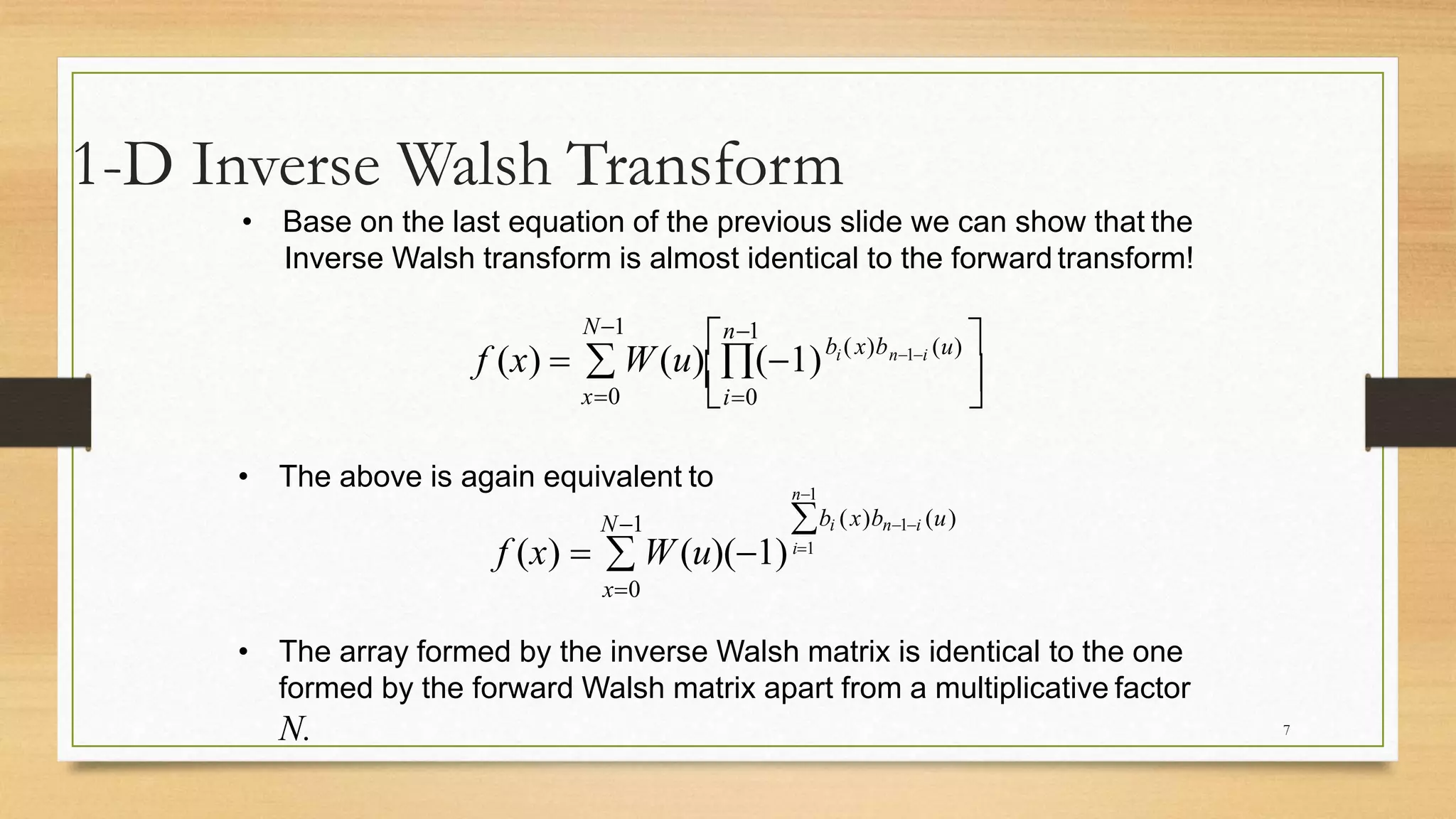 Walsh transform | PPTX
