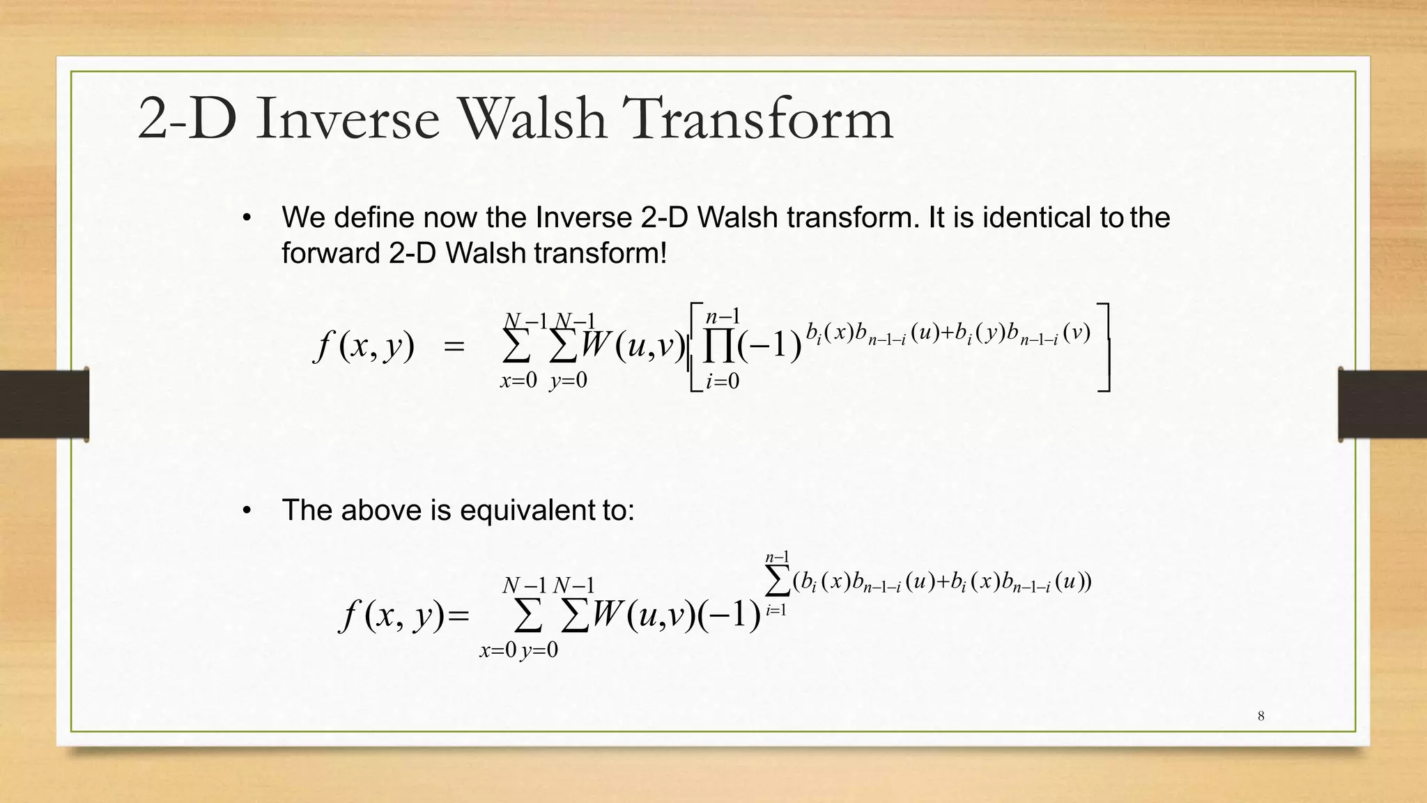 Walsh transform | PPTX