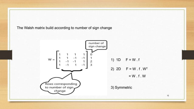 Walsh transform | PPTX | Technology & Computing