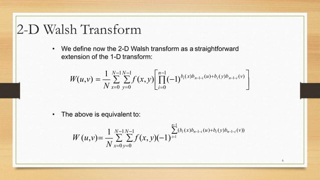 Walsh transform | PPTX | Technology & Computing