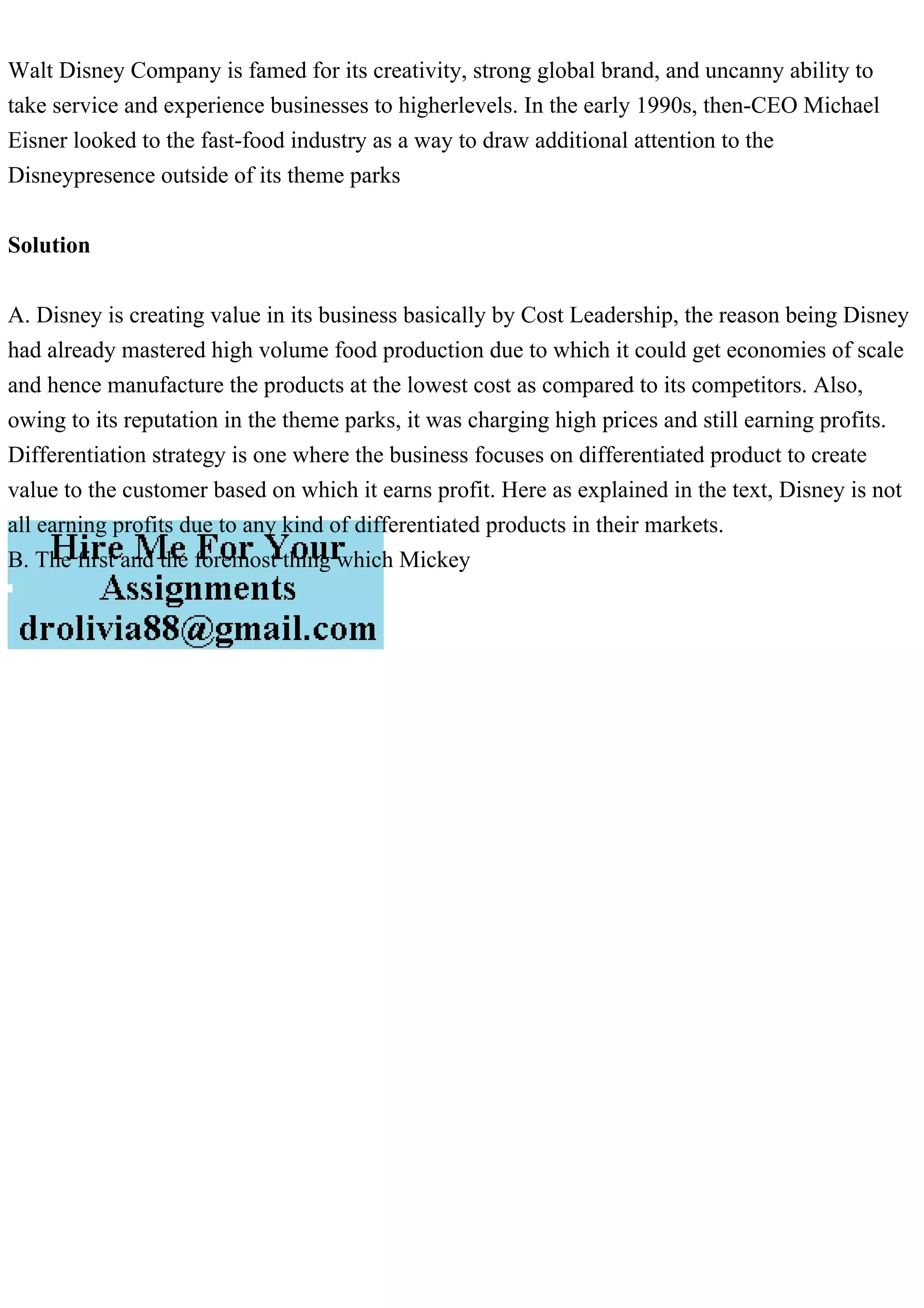 Walt Disney Company is famed for its creativity, strong global brand.pdf