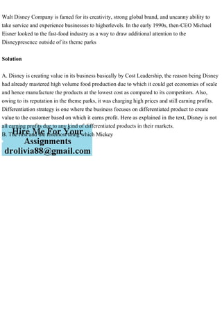 Walt Disney Company is famed for its creativity, strong global brand.pdf