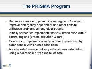 Walter Wodchis: the PRISMA model - approaches to supporting older ...
