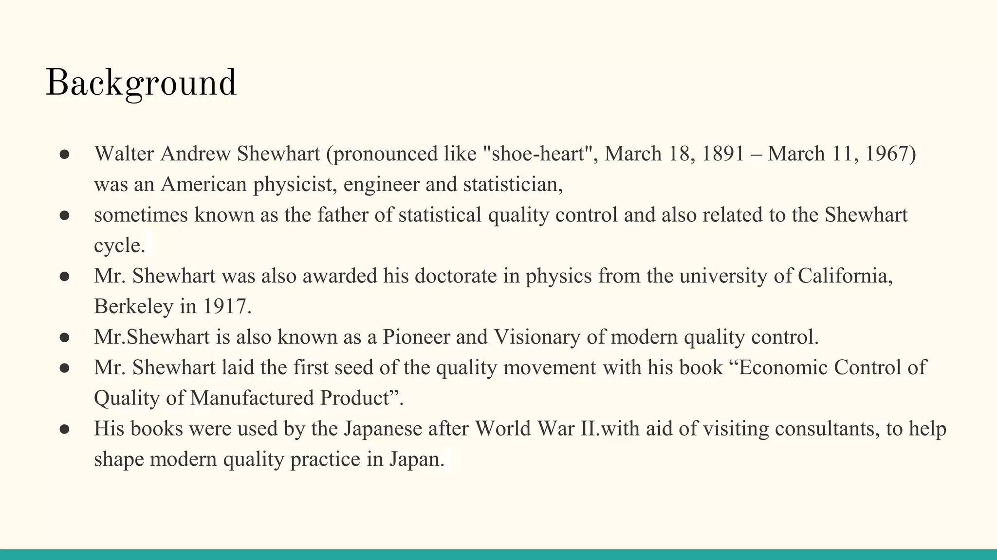 Walter A. Shewhart Introduction and Contribution | PPTX