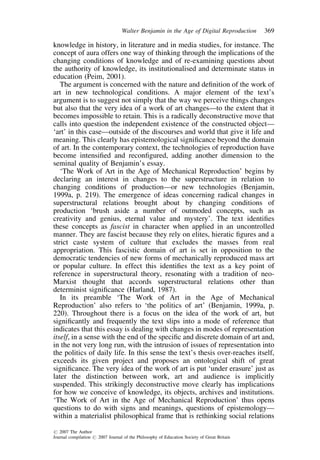 Walter benjamin in_the_age_of_digital_reproduction | PDF | Modern Art | Fine Art