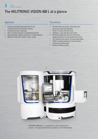 Walter Helitronic Vision 400L CNC Tool and Cutter Grinder - Brochure | PDF