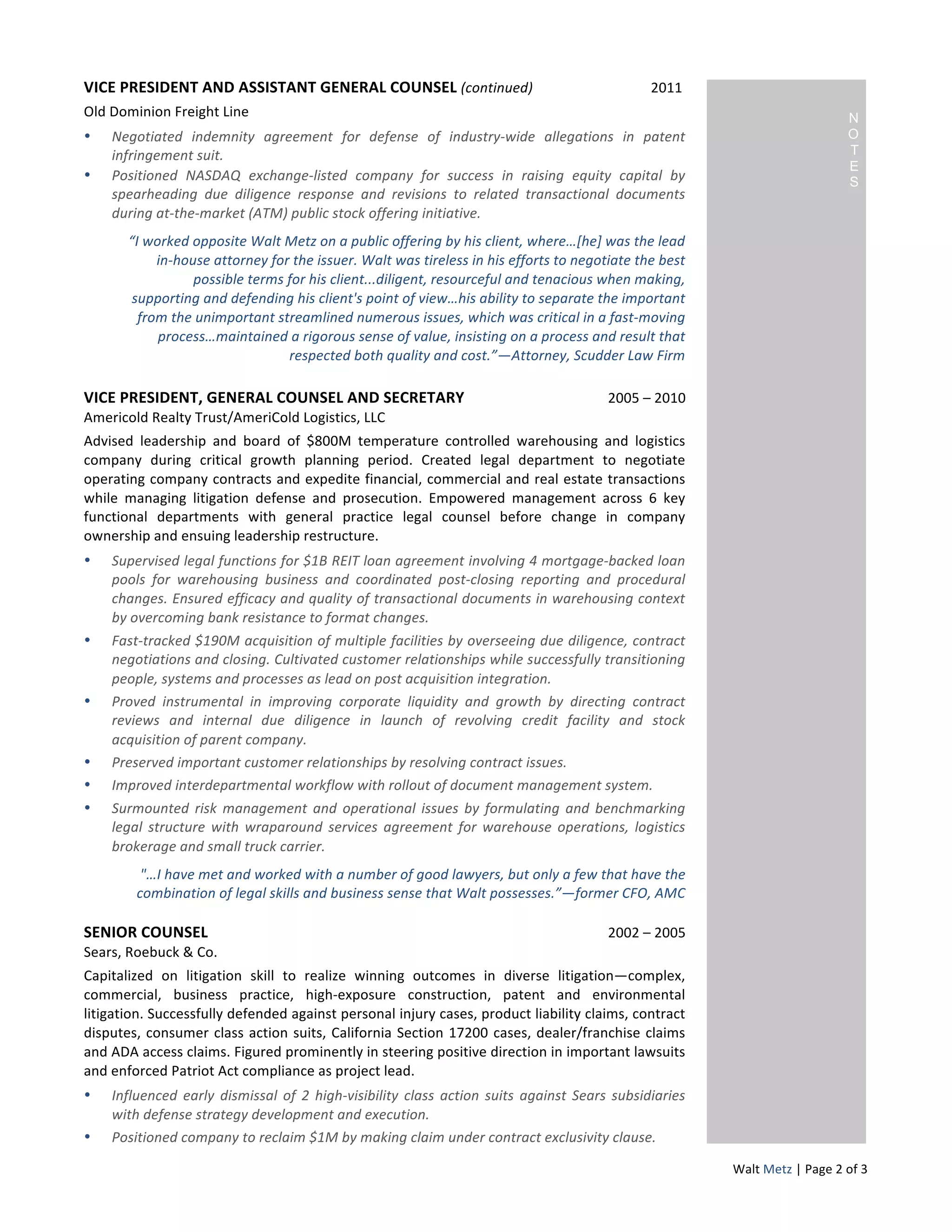 Walt Metz General Resume | PDF