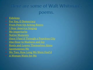 Walt whitman | PPTX