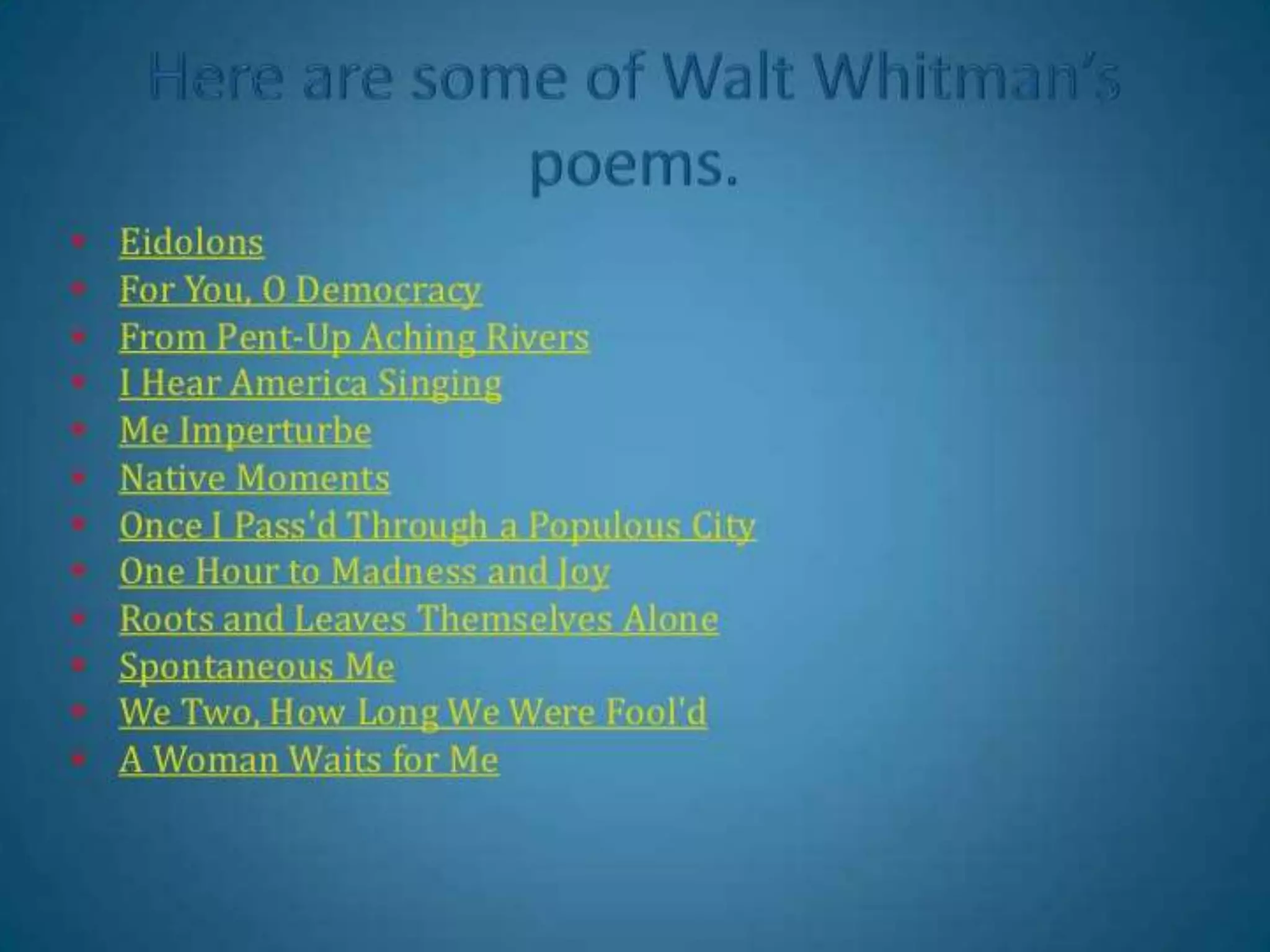 Walt whitman introduction | PPTX