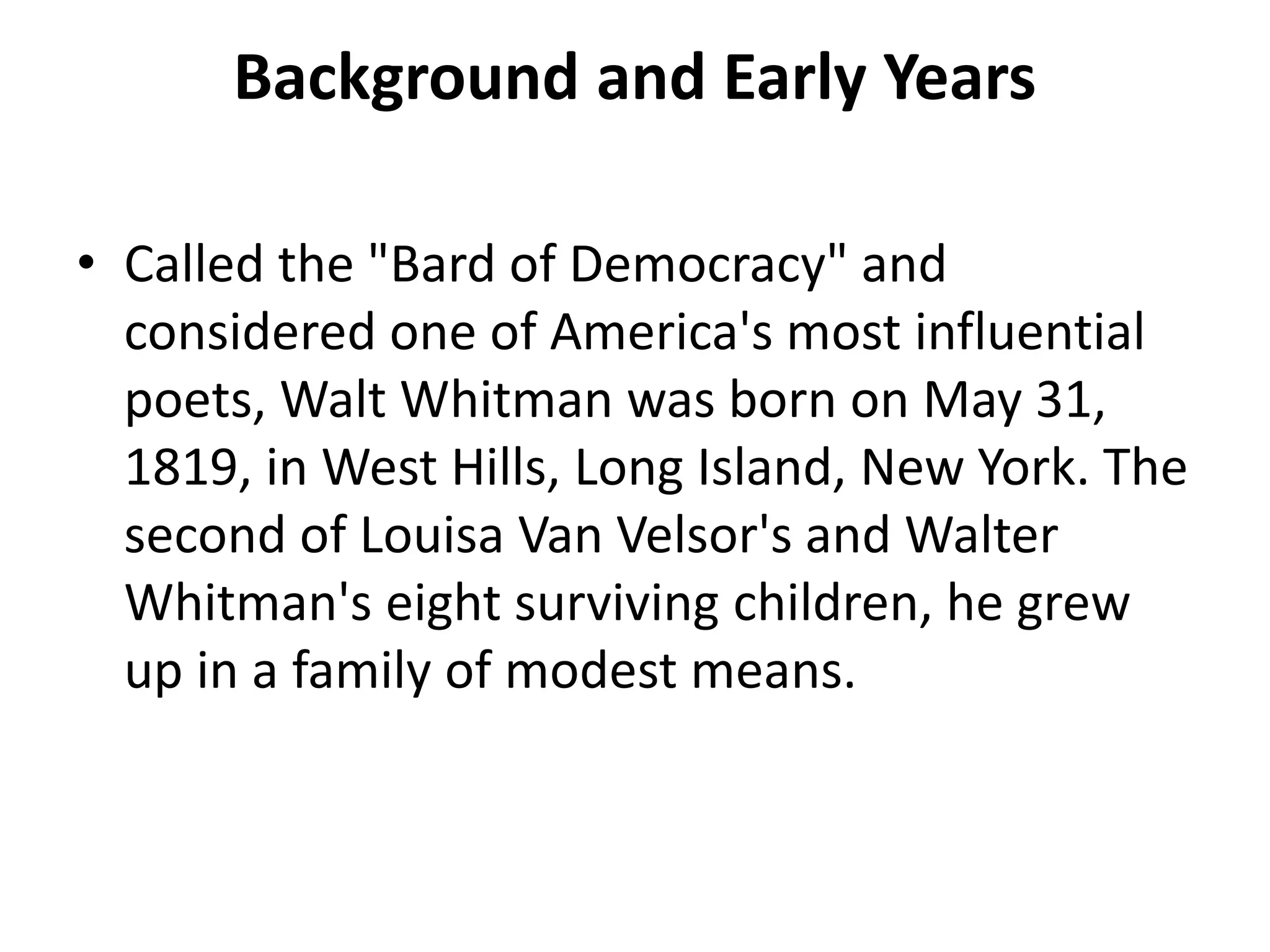 Walt whitman introduction | PPTX