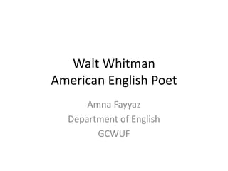 Walt whitman introduction | PPTX