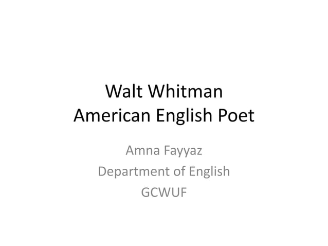Walt whitman introduction | PPTX