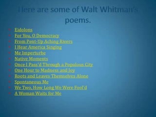 Walt whitman introduction | PPTX