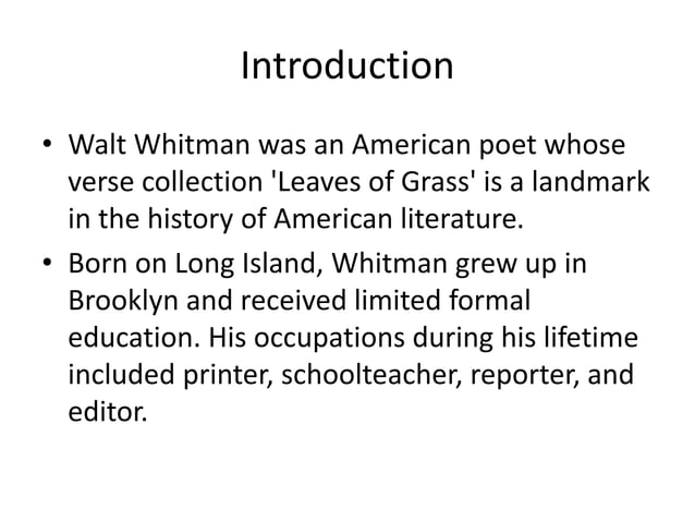 Walt whitman introduction | PPTX