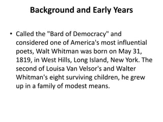 Walt whitman introduction | PPTX