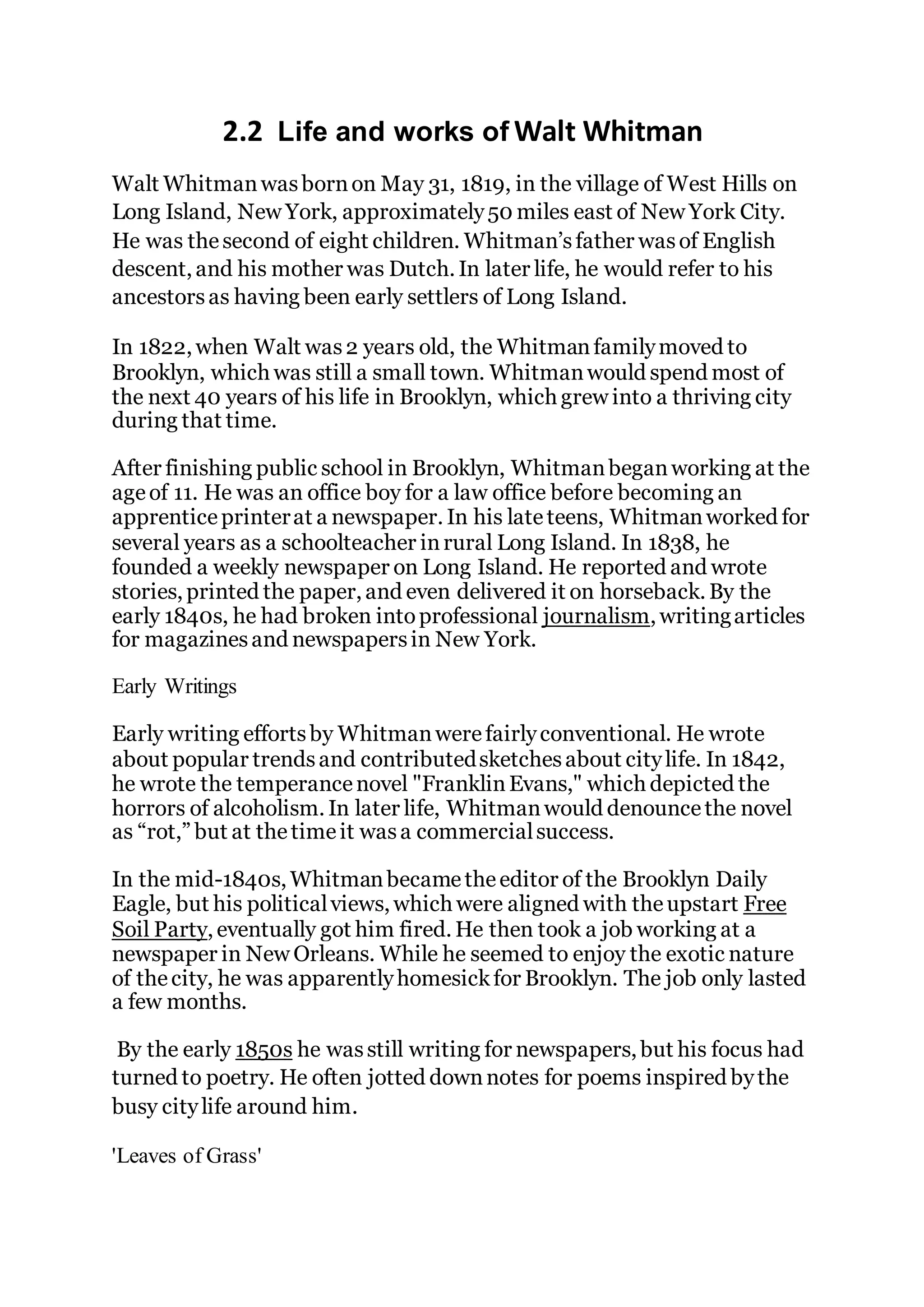 Walt Whitman and his biography.PPTX