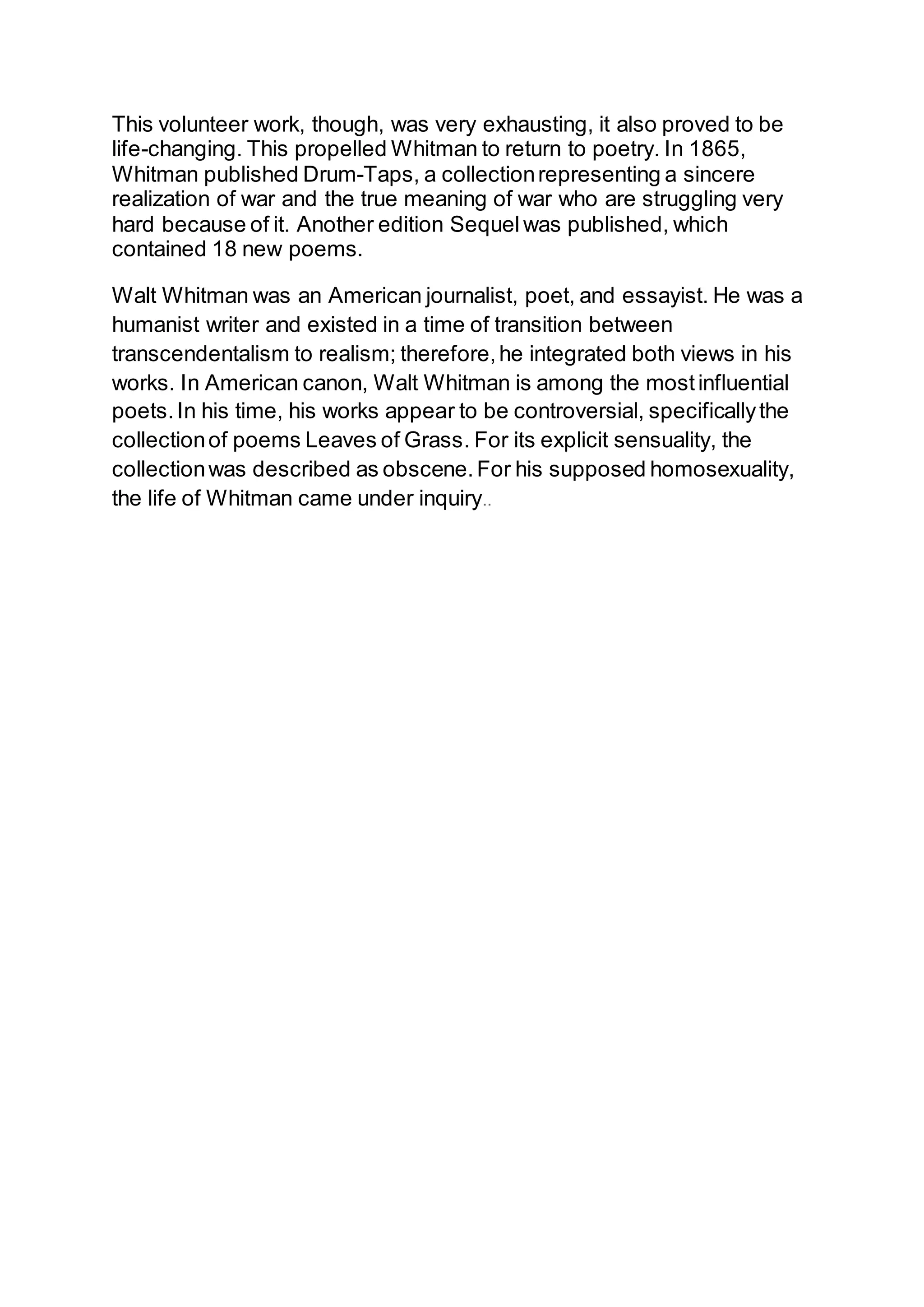 Walt Whitman and his biography.PPTX