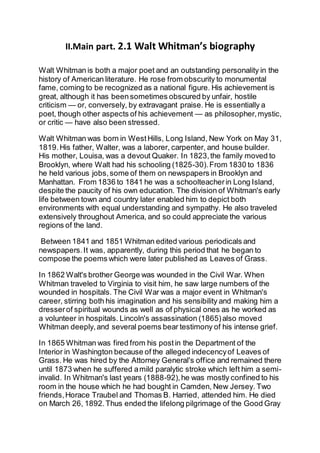 Walt Whitman and his biography.PPTX