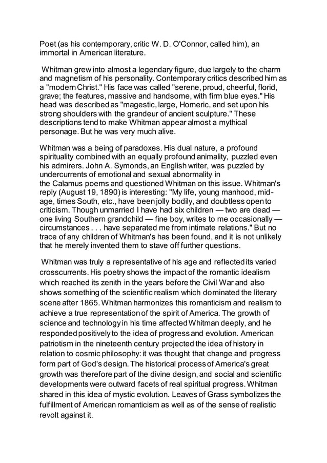 Walt Whitman and his biography.PPTX