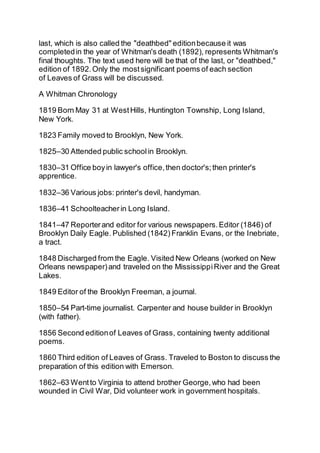 Walt Whitman and his biography.PPTX