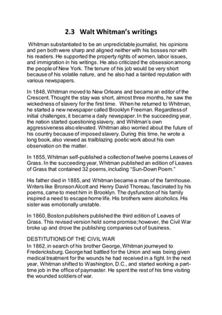 Walt Whitman and his biography.PPTX