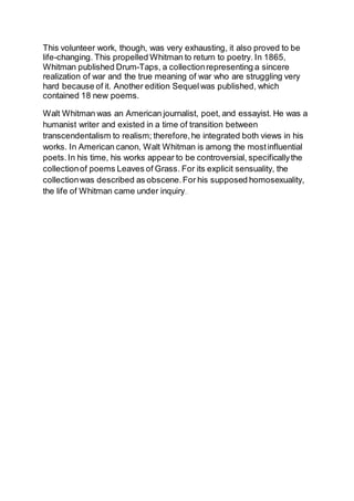 Walt Whitman and his biography.PPTX