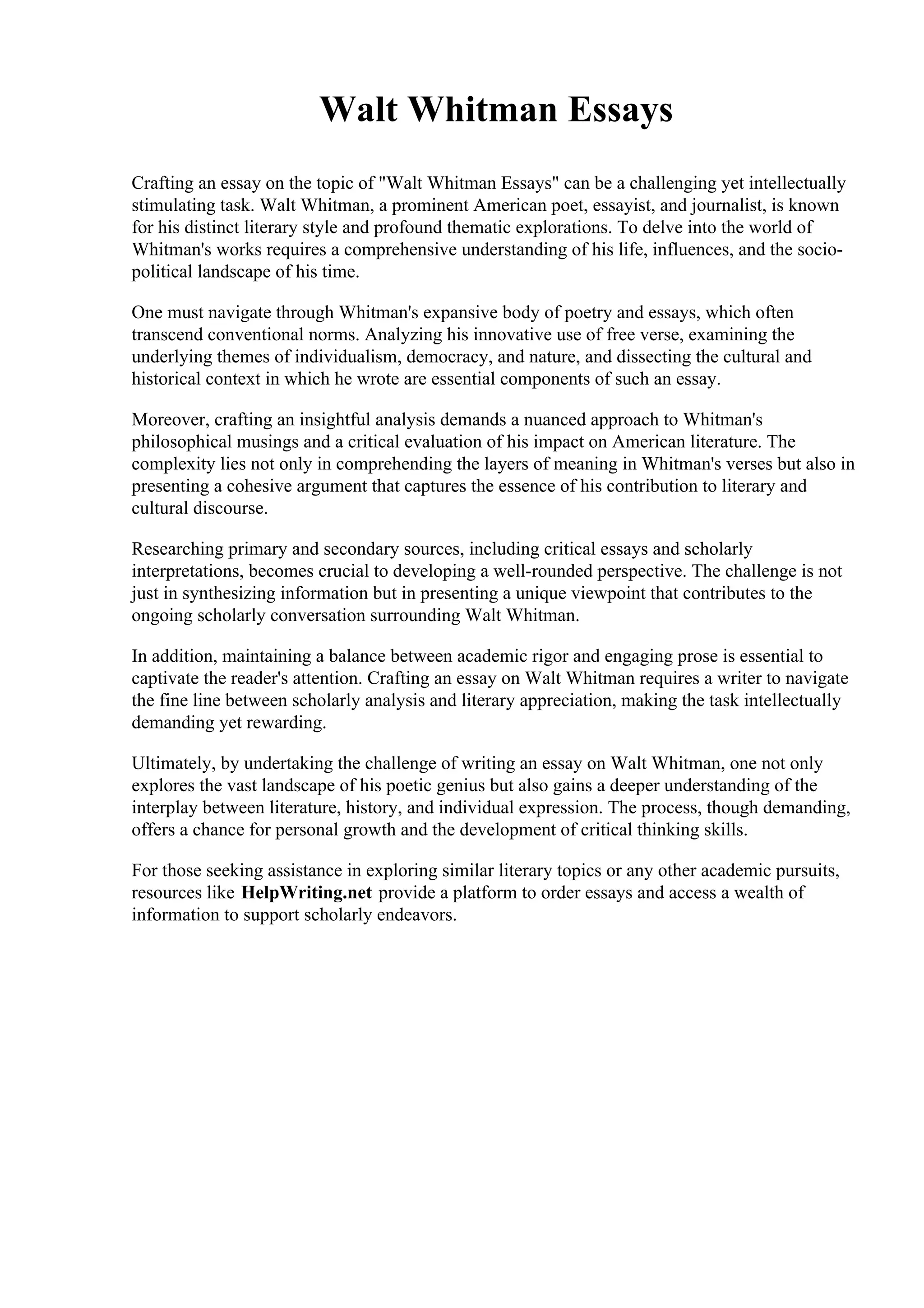 Walt Whitman Essays.pdf