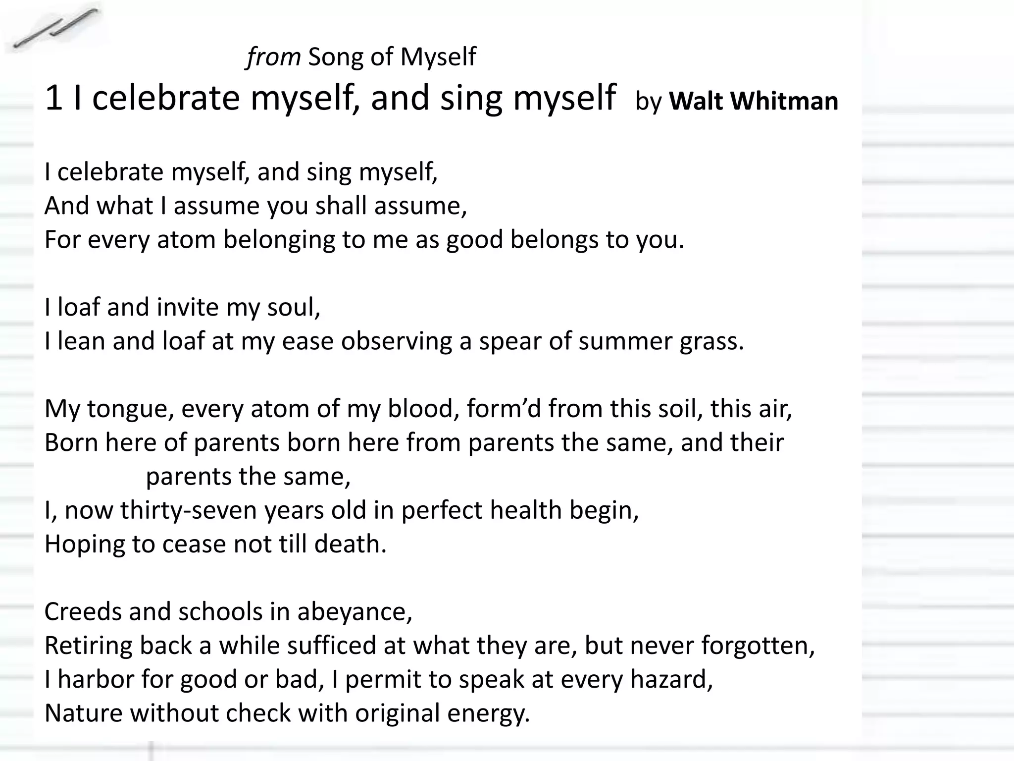 Walt whitman song of myself | PPTX
