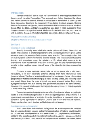 Waltz Anarchic Orders and Balances of Power | PDF