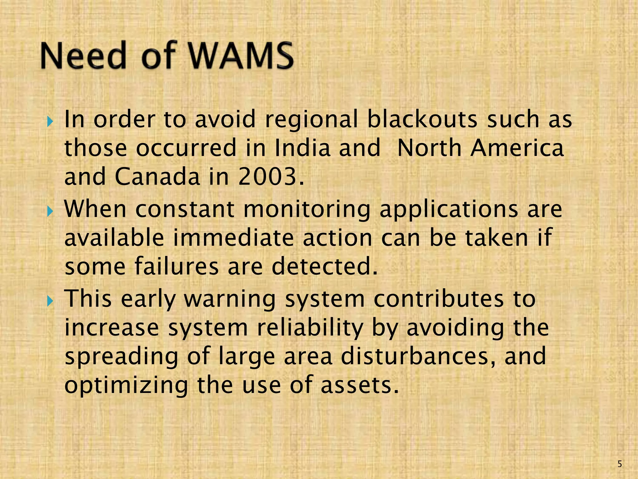 WIDE AREA MONITORING SYSTEMS(WAMS) | PPTX