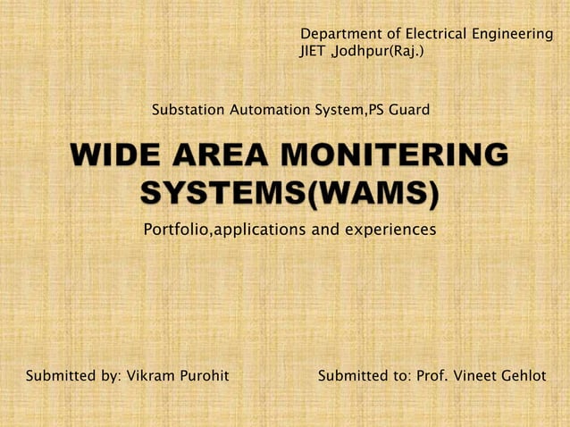 WIDE AREA MONITORING SYSTEMS(WAMS) | PPTX | Operating Systems | Computer Software and Applications