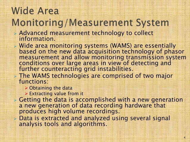 WIDE AREA MONITORING SYSTEMS(WAMS) | PPTX | Operating Systems | Computer Software and Applications