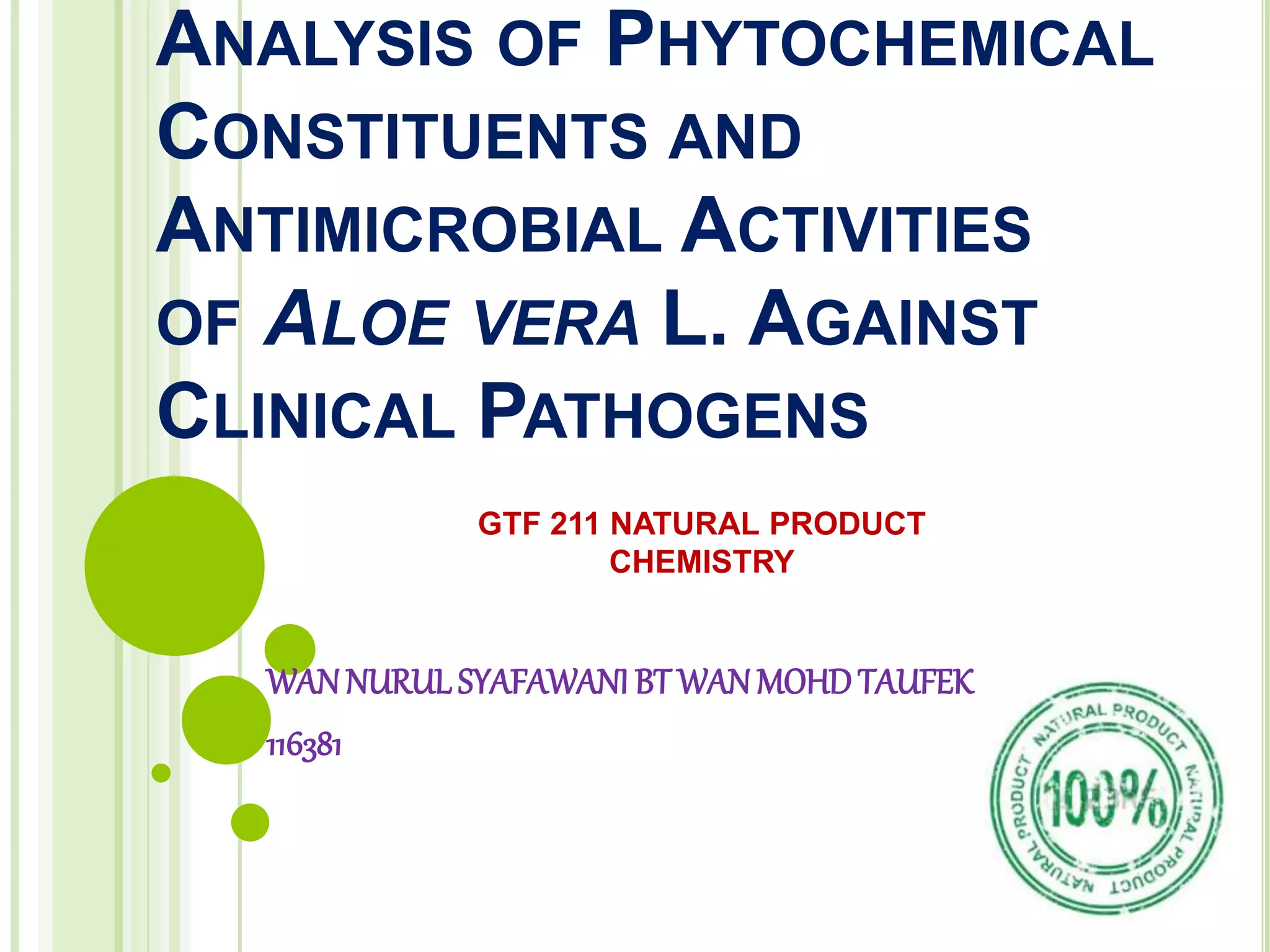 Analysis of phytochemical constituents and antimicrobial activities in ...