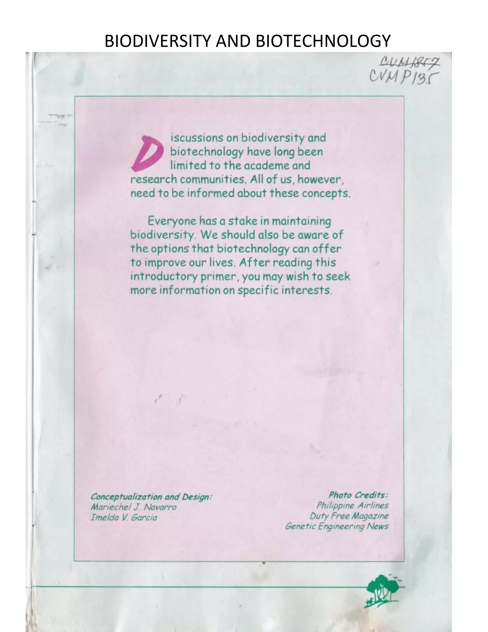 biodiversity and biotechnology | PDF