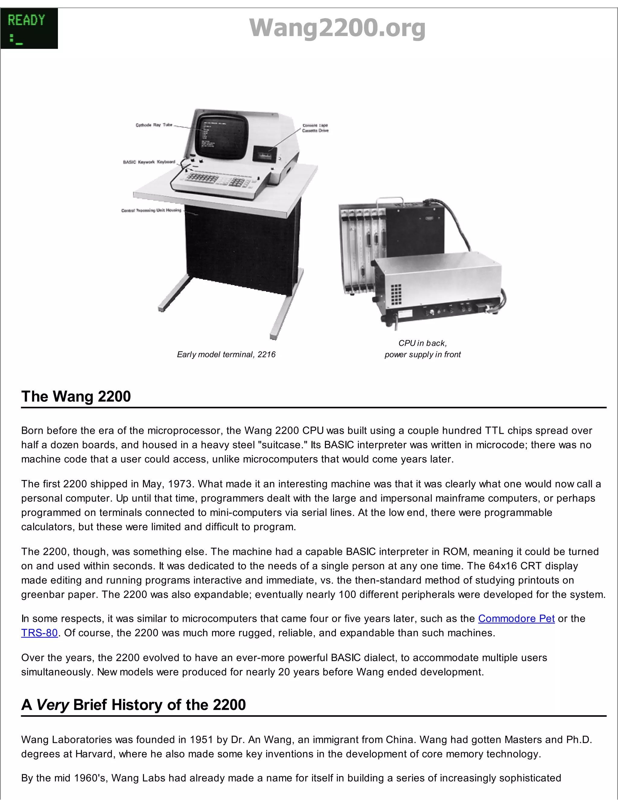 Wang_2200_History | PDF