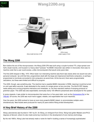 Wang_2200_History | PDF