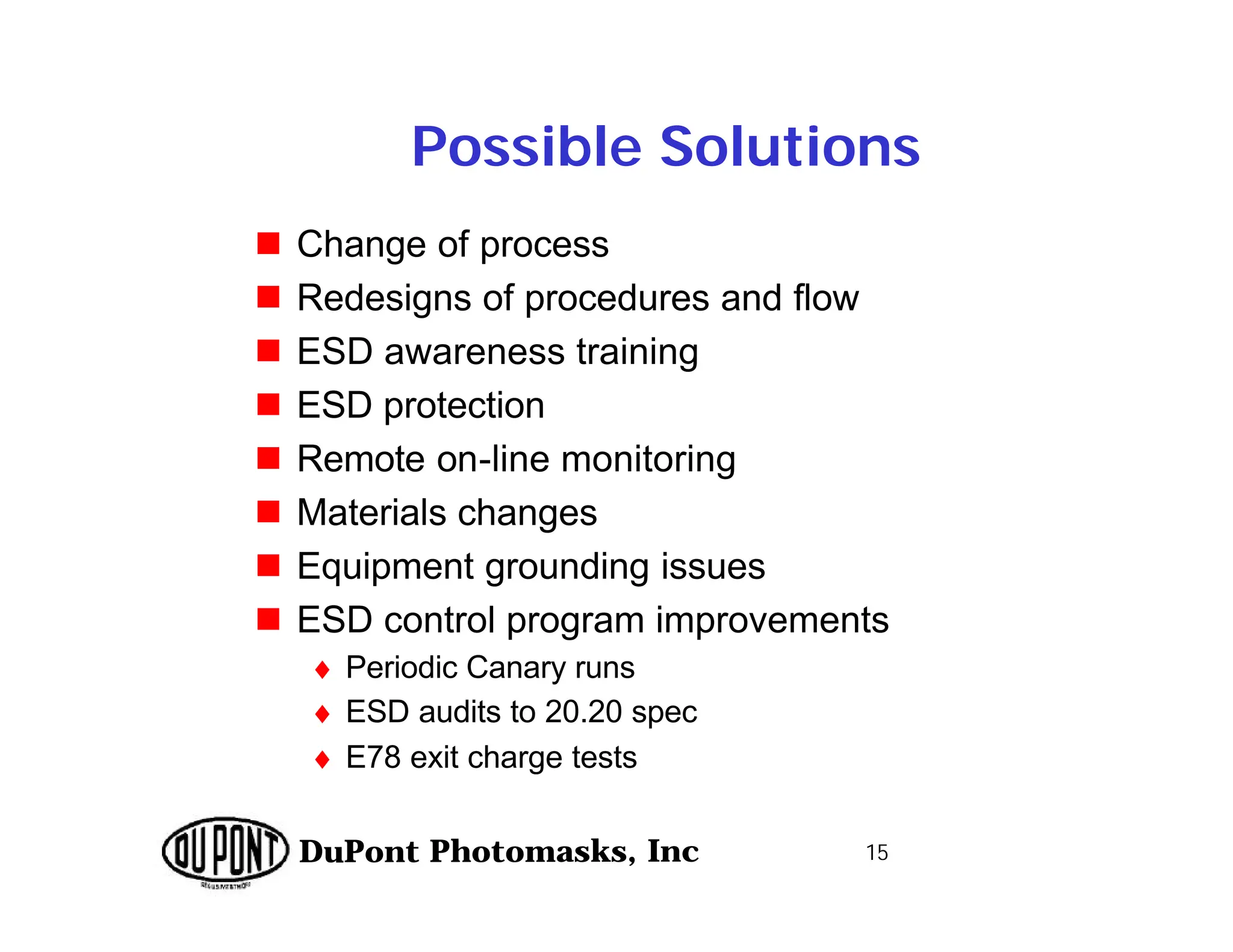 wang ESD & reticle damage DUPONT Presenation to prevent ESD damage to ...