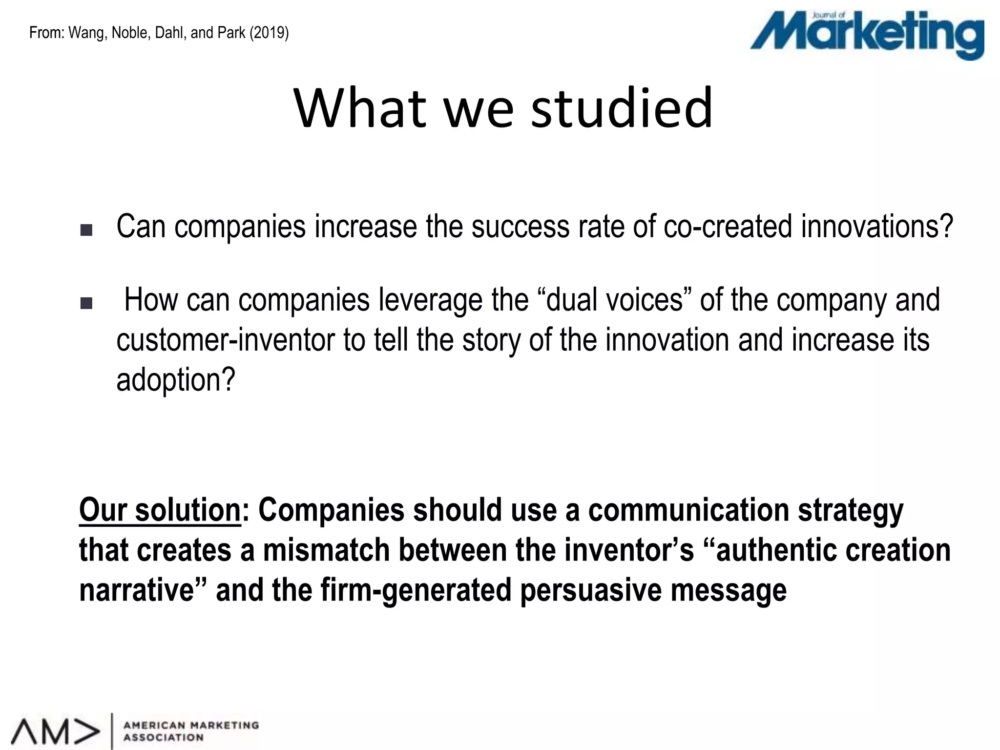Successfully Communicating a Co-Created Innovation | PPT