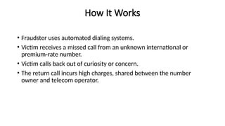 Wangiri Call Frauding Techniques and its way forward to byspaass | PPTX