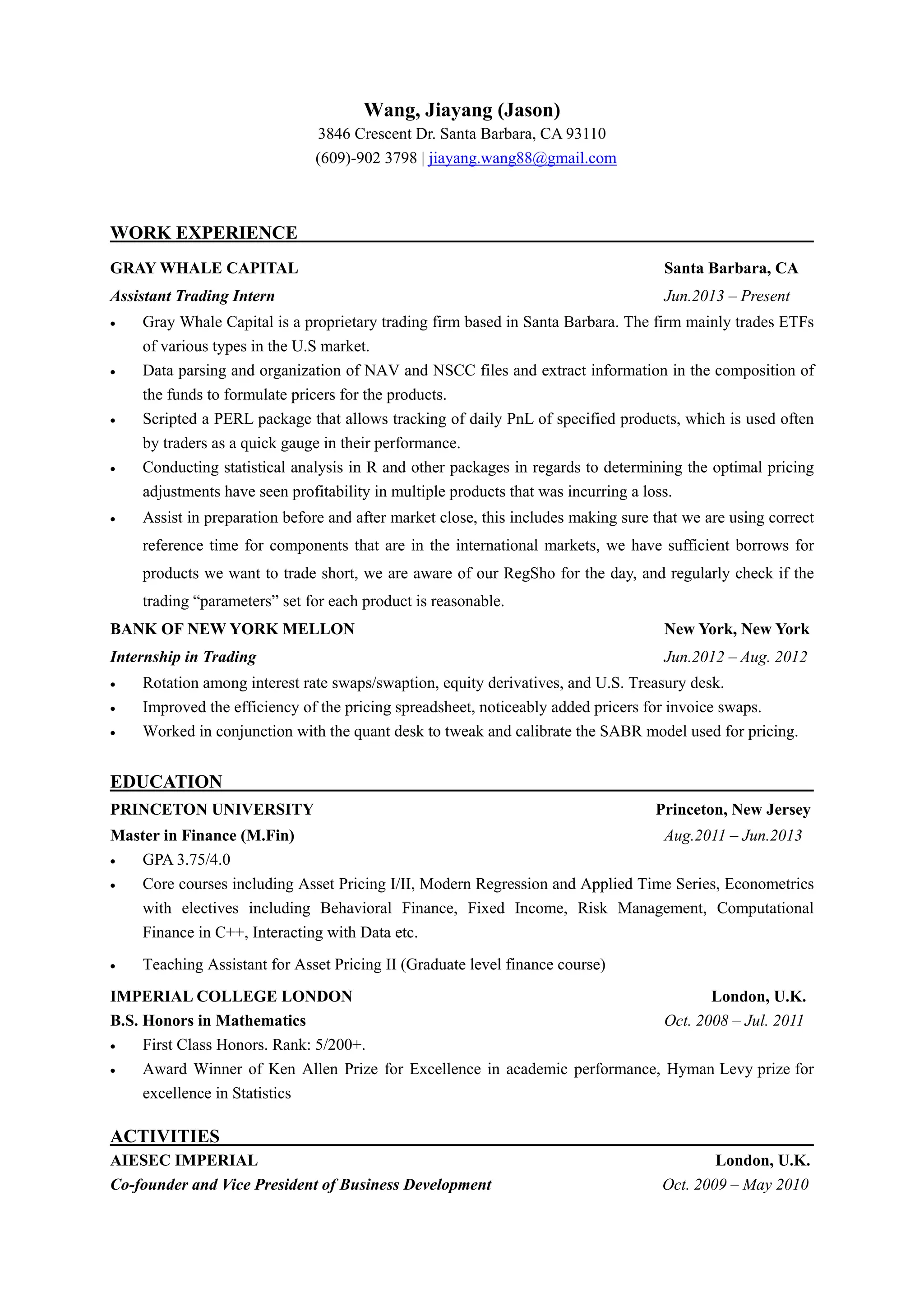 Resume - Jason Wang | PDF