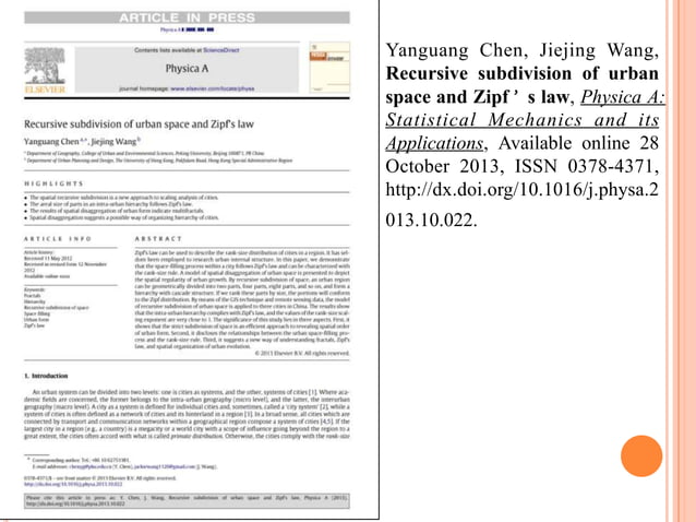 recursive subdivision of urban space and zipf's law | PPTX