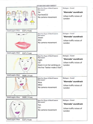 Wannabe storyboard sheets | PDF